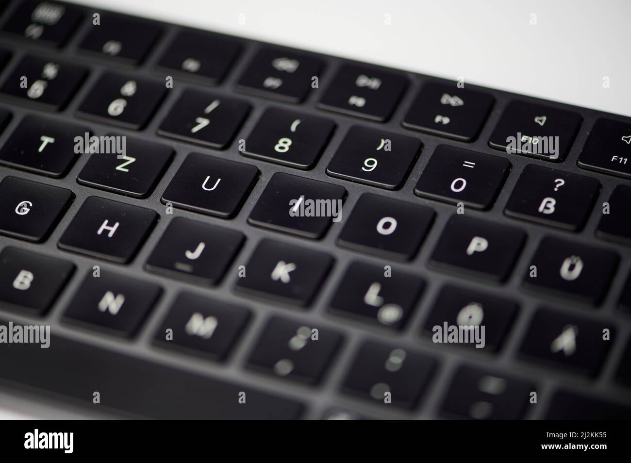 view on a black computer keyboard, cut out Stock Photo - Alamy