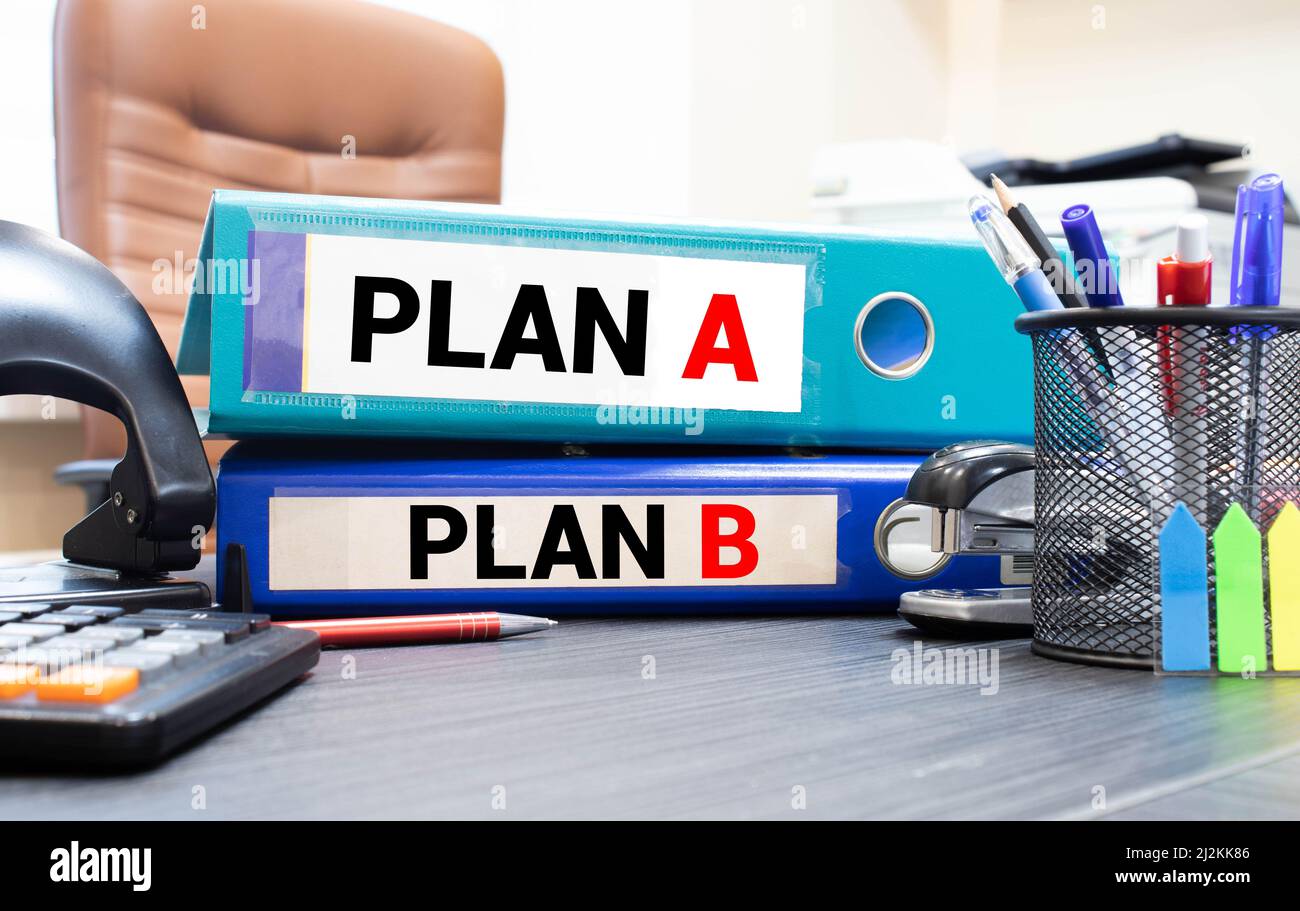 Plan A or Plan B, written on a blackboard. The concept of choice Stock ...