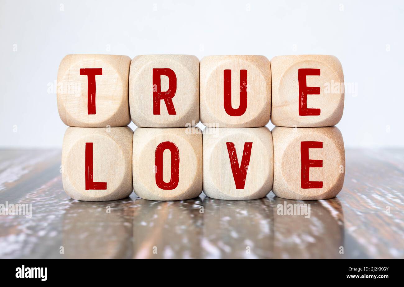 True eternal love - concept on wooden cubes Stock Photo - Alamy