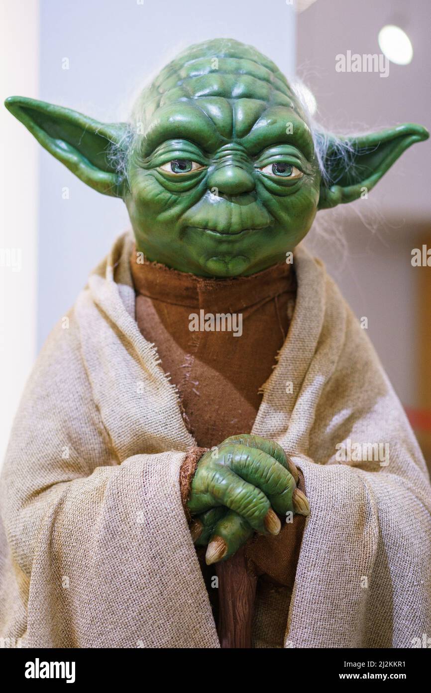 Madrid, Spain. 2nd Apr, 2022. A figure of the character Yoda is ...