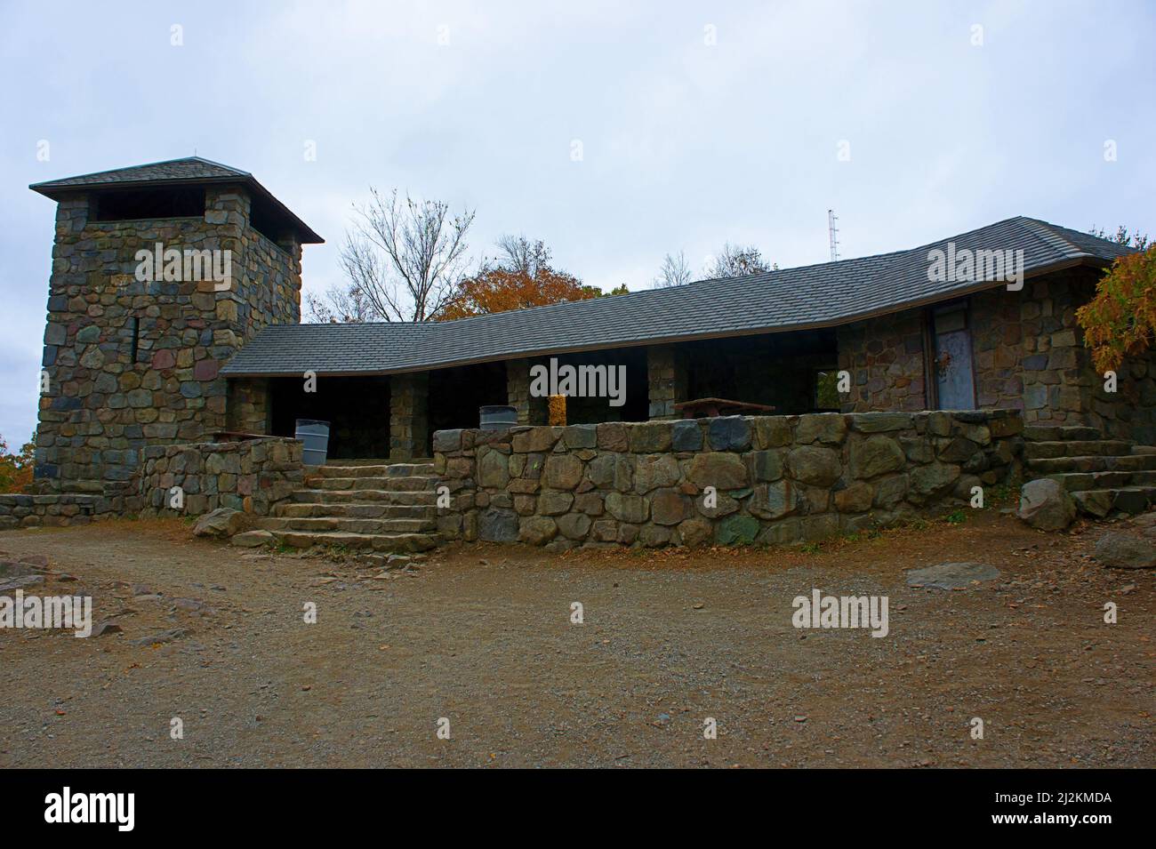 Observation tower at the top of the Great Blue Hill in Milton ...