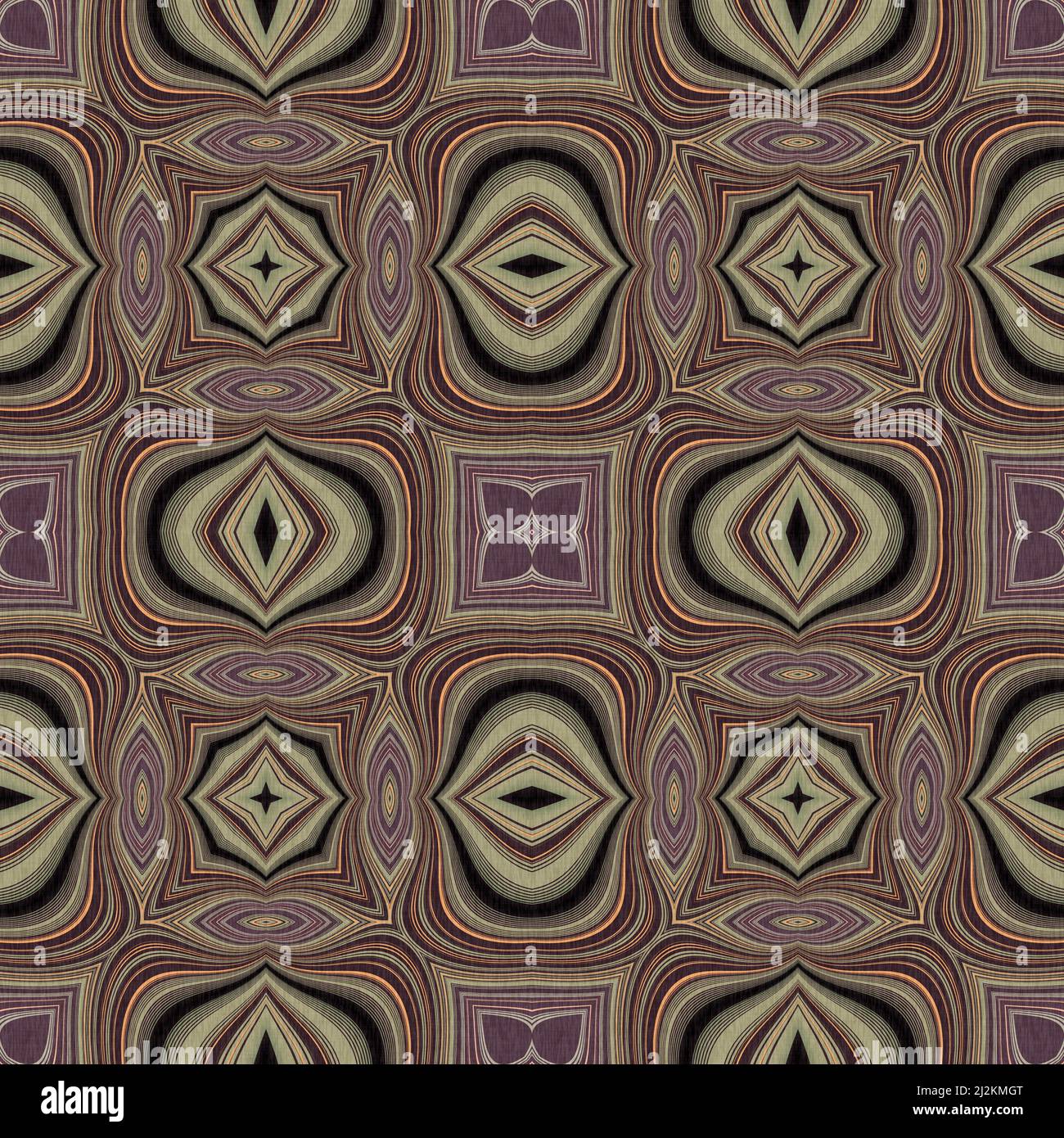Earthy colours retro sixties geometric seamless pattern in variegated ...