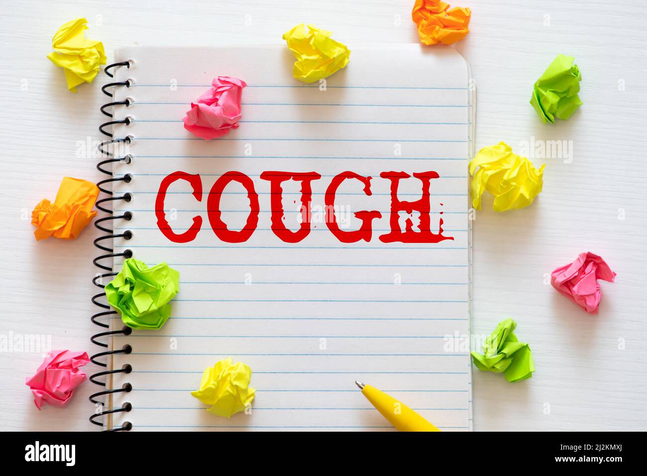 COUGH text is written on the white background Medical concept Stock ...