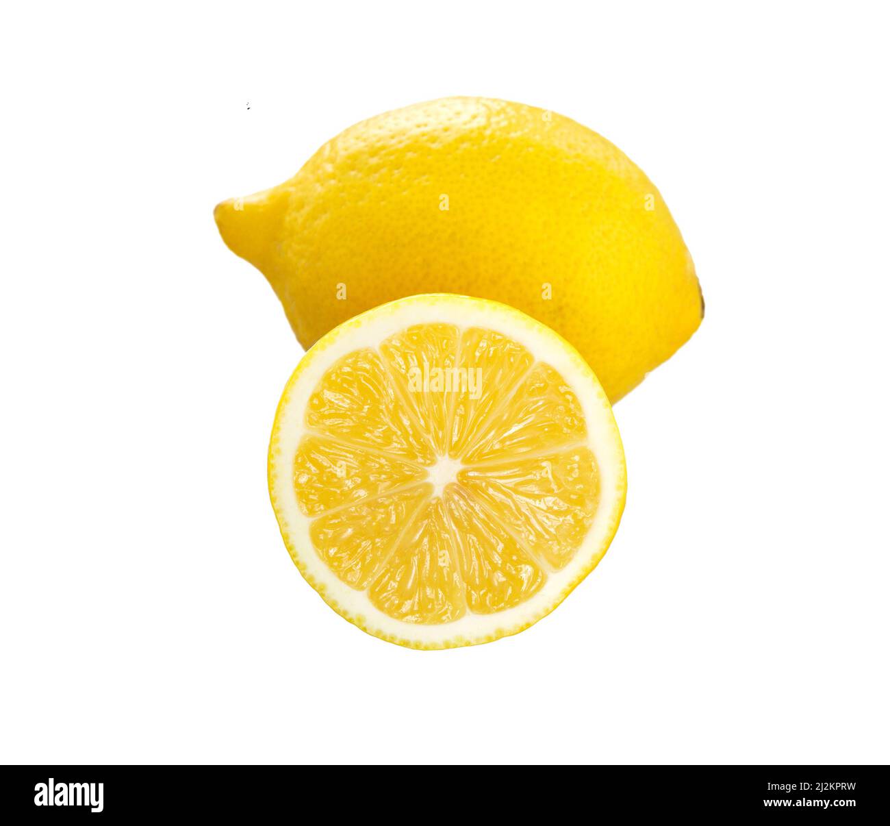 lemon slice, isolated on the white background with clipping path. Green ...