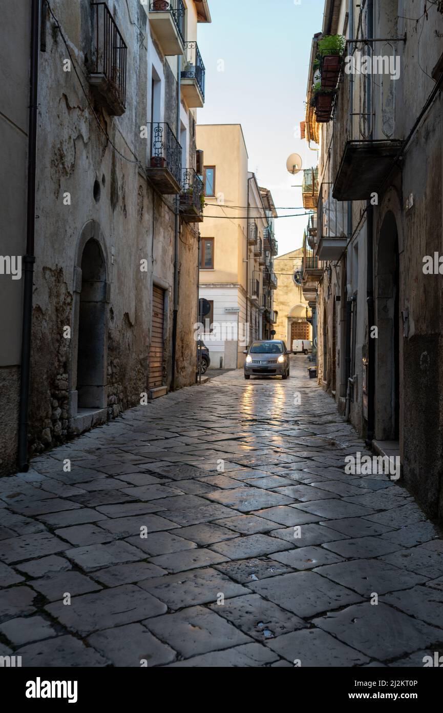 Medieval part of old Italian town Fondi, stone streets and houses ...