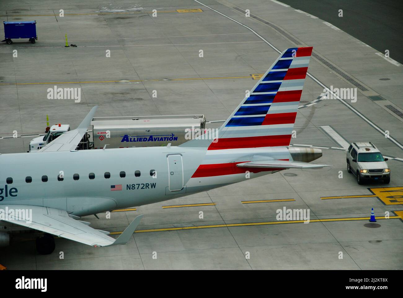 American Airlines jet at gate at La Guardia airport, New York Stock ...