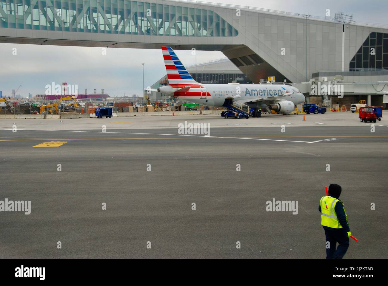 American Airlines jet at gate at La Guardia airport, New York Stock ...