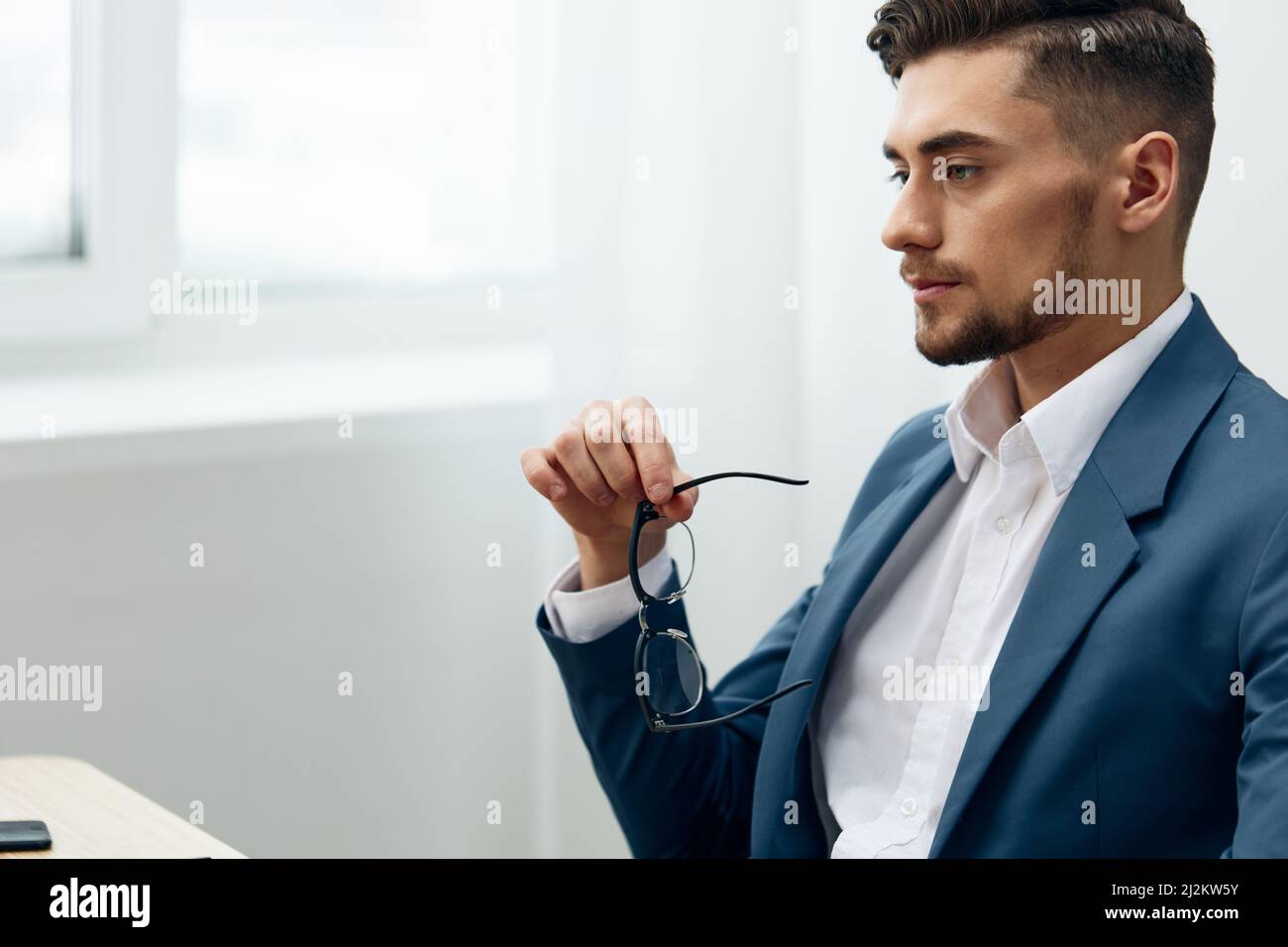 businessmen sitting at the computer work boss workplace Stock Photo - Alamy