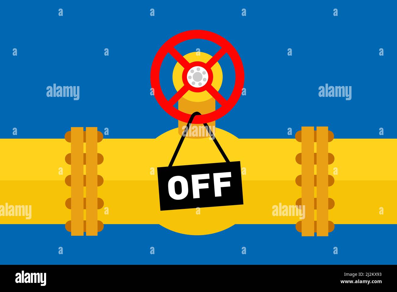 Turning tap off - shut off of pipeline for gas, oil and fuel. Supply ...