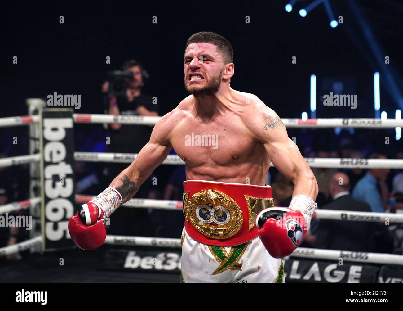Florian Marku celebrates victory against Chris Jenkins in the ...