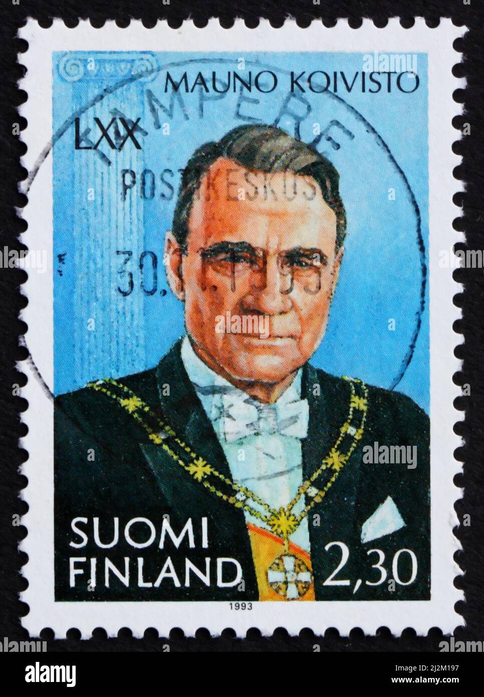 FINLAND - CIRCA 1993: a stamp printed in the Finland shows Mauno ...