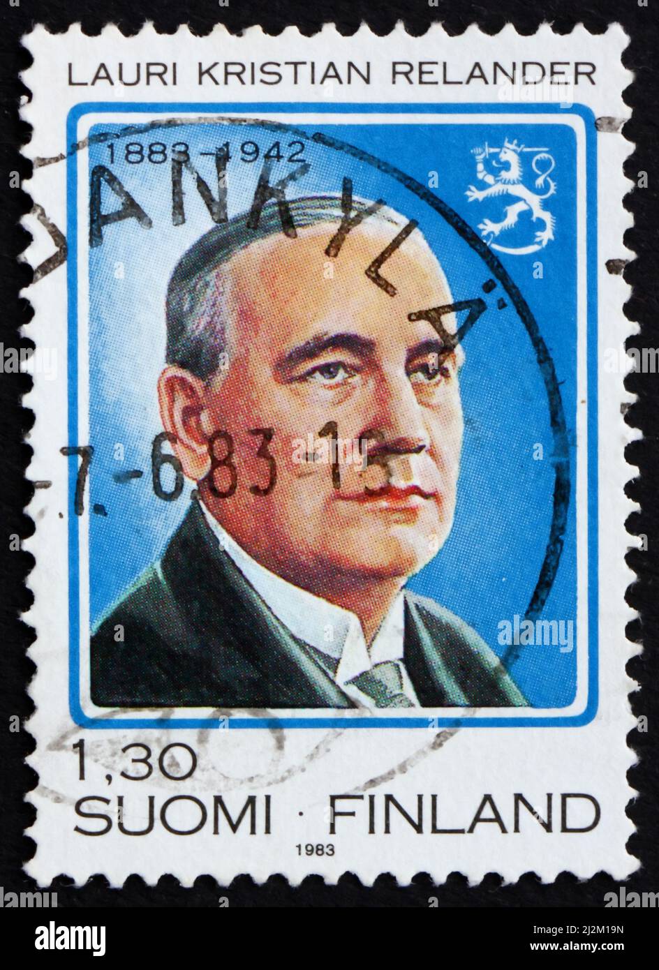FINLAND - CIRCA 1983: a stamp printed in the Finland shows Lauri ...