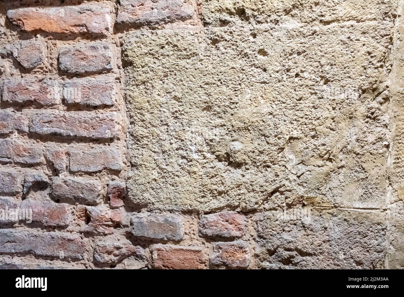 Stone wall texture with red bricks. Brick natural background for ...