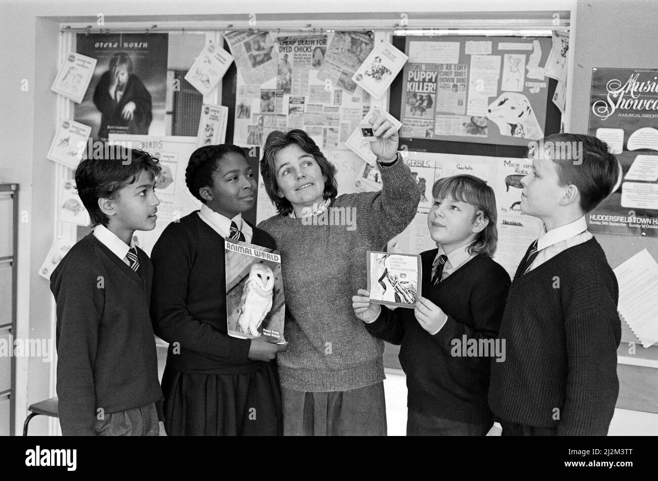 Mrs Sue Berger, RSPCA schools officer, with Fartown High School second ...