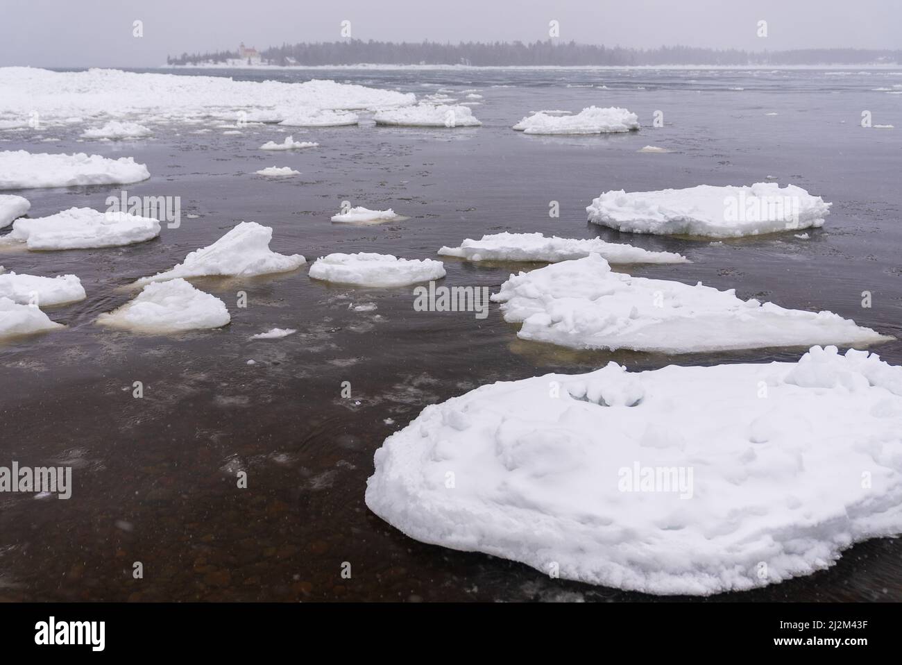 A view of ice particles in Upper Peninsula, Michigan, USA, Lake ...