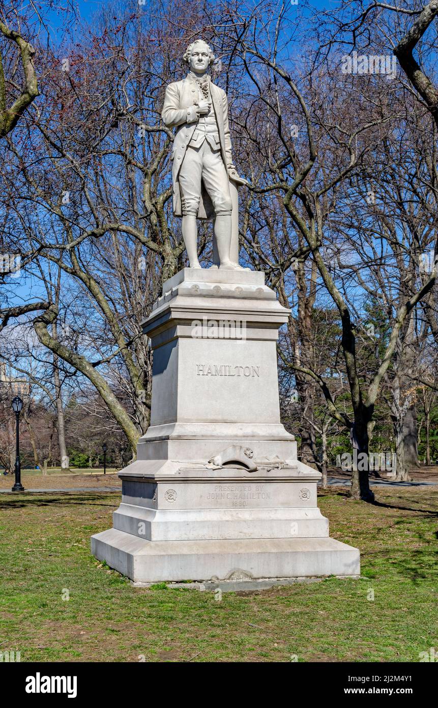 The monument of Alexander Hamilton at Central Park in New York Stock ...