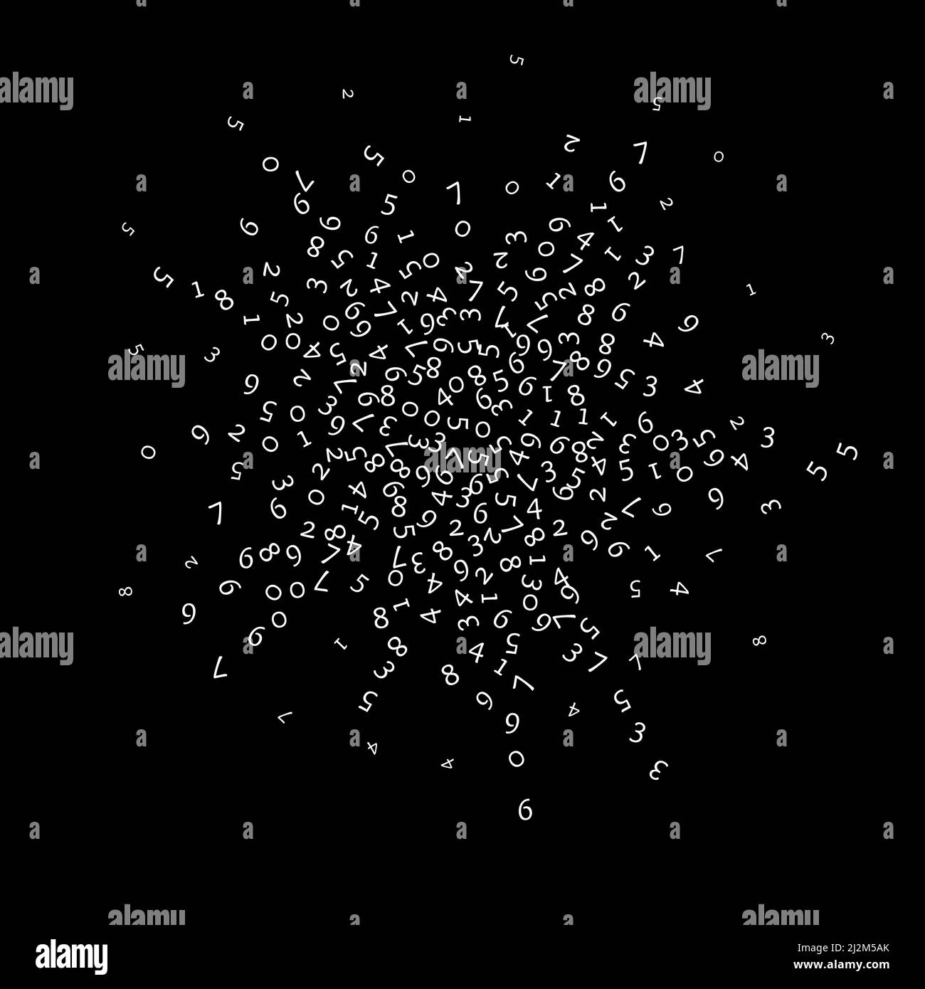 Falling numbers, big data concept. Binary white random flying digits ...