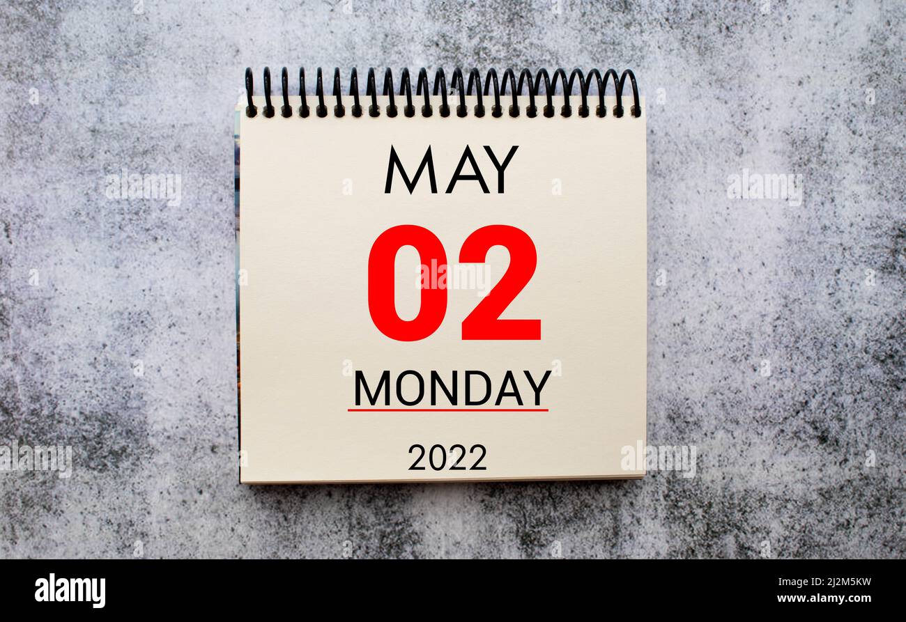 2nd day of May. Travel planning, vacation trip - Calendar with the date ...