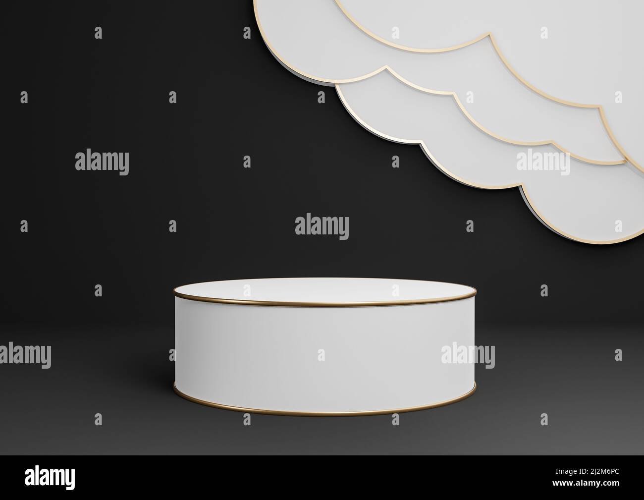 Black, dark gray, black and white 3D rendering product display podium or stand with abstract ...