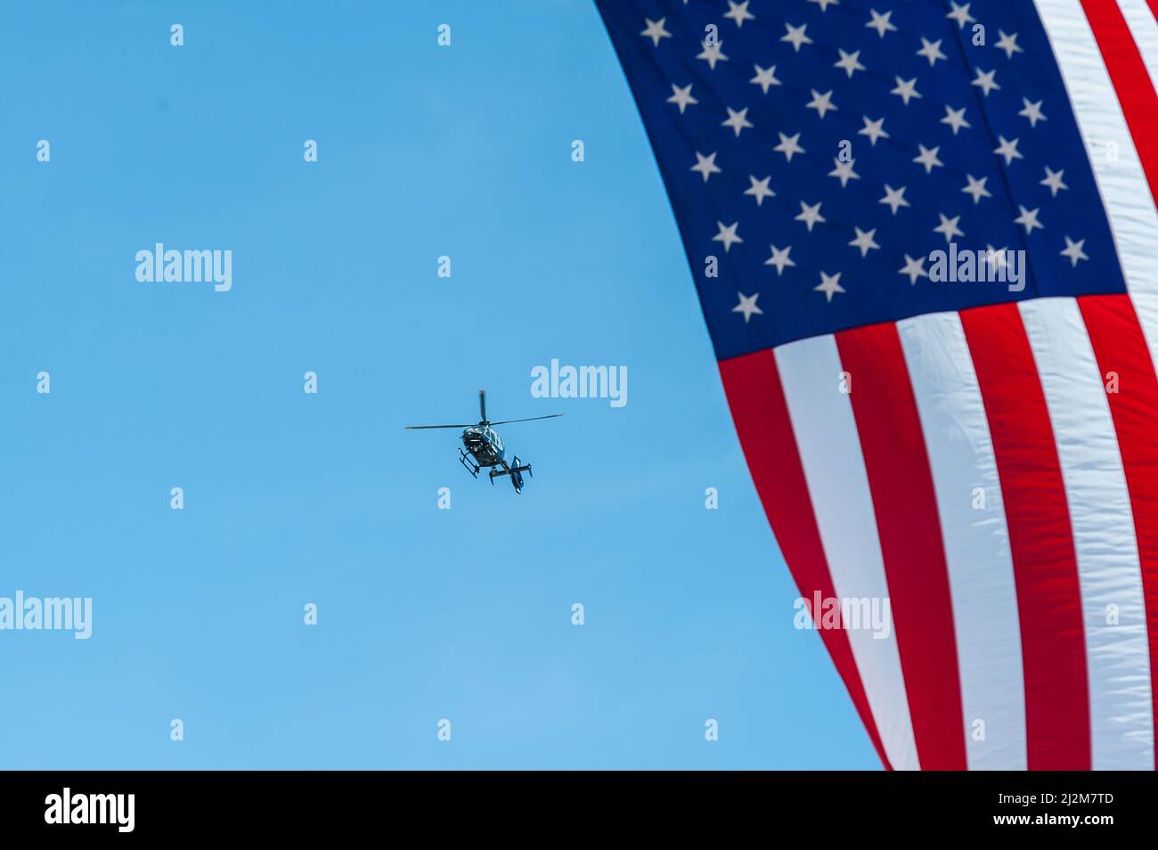 Mass State helicopter flying over procession for fallen USMC CPT Ross ...