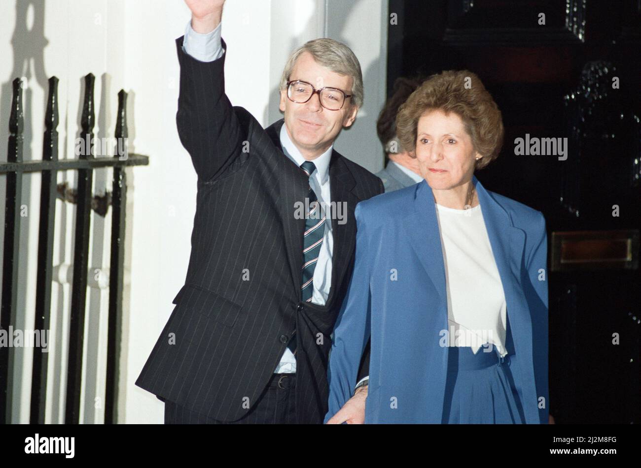 John Major outside 10 Downing Street after winning the Conservative ...