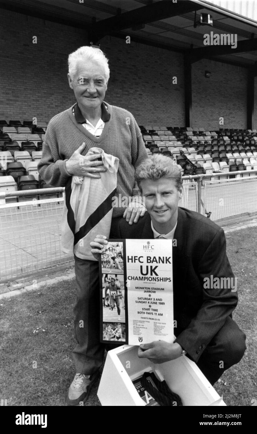 Athlete Steve Cram Steve CRam and Jimmy Hedley with the time capsule ...