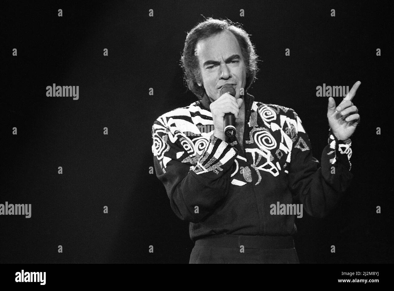 American singer Neil Diamond in concert at the NEC Arena, Birmingham ...