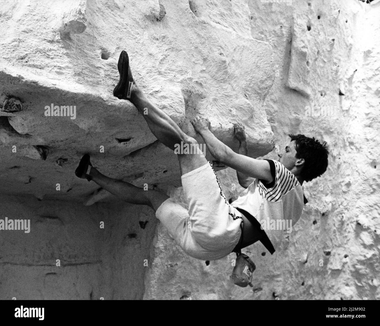 Britain's leading rock climber Johnny Dawes opens the new climbing wall ...