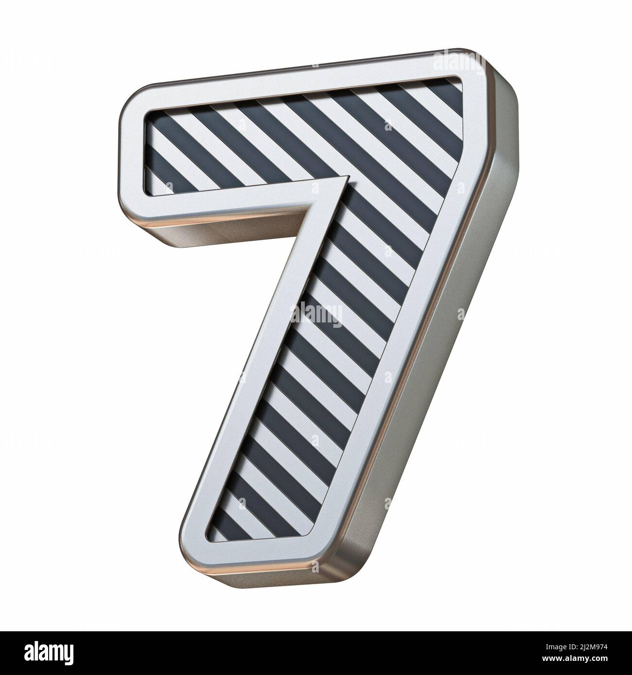Stainless steel and black stripes font Number 7 SEVEN 3D rendering ...