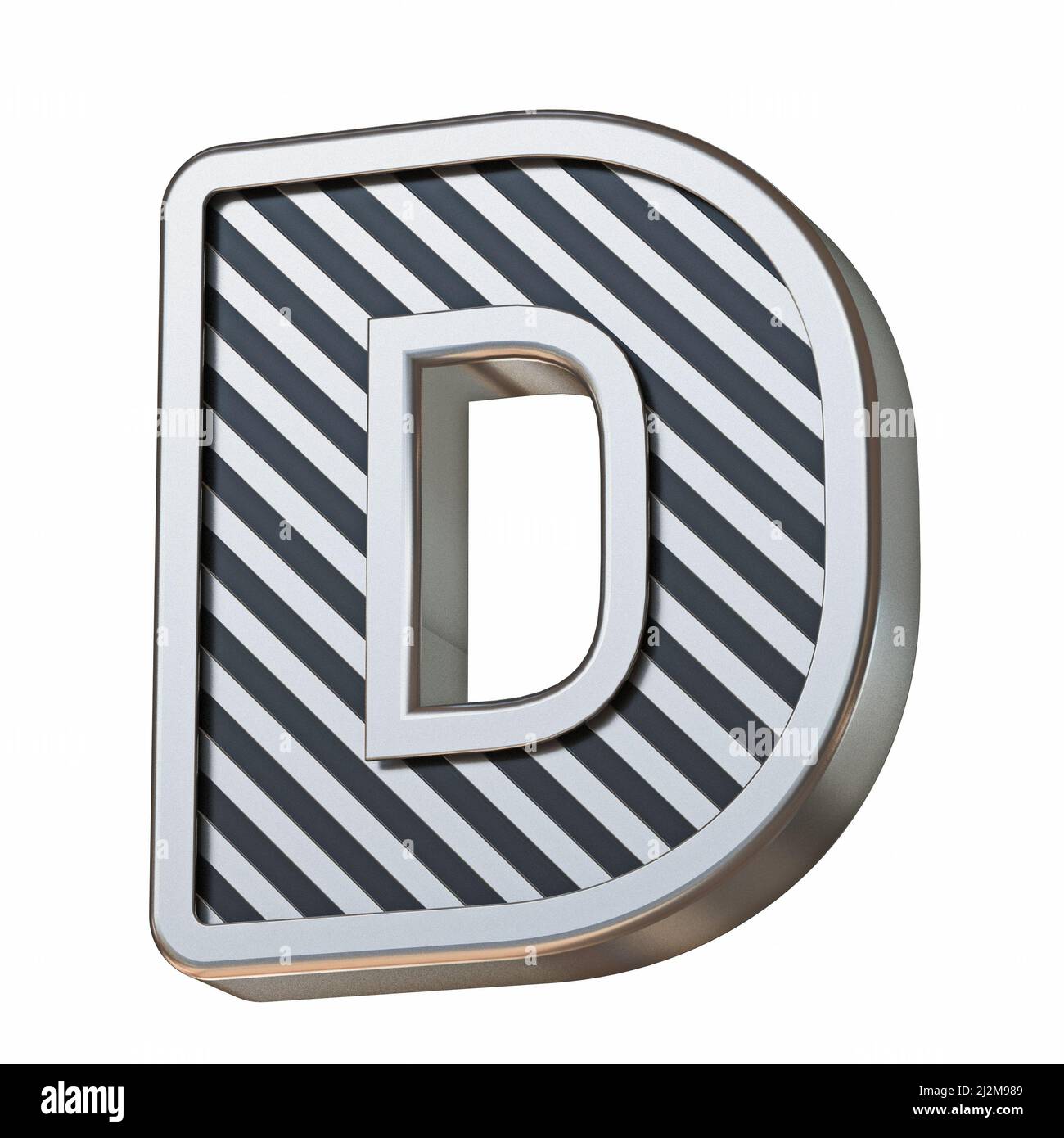 Stainless steel and black stripes font Letter D 3D rendering ...