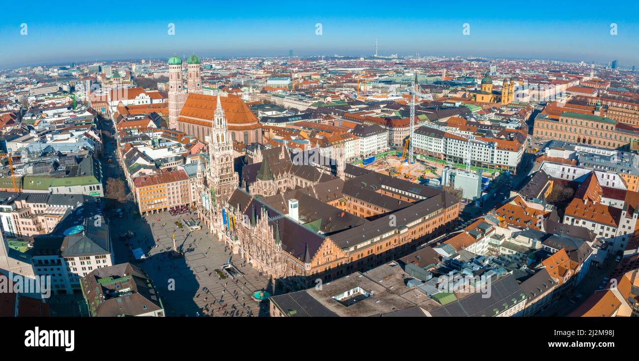 Munich aerial panoramic architecture, Bavaria, Germany. Beautiful ...