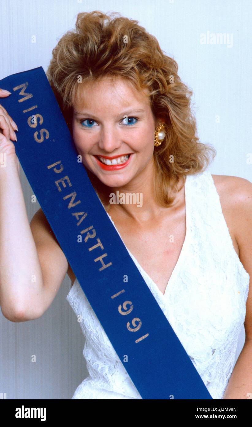 Beauty Queen Laura May, Miss Penarth. 1991 Stock Photo - Alamy