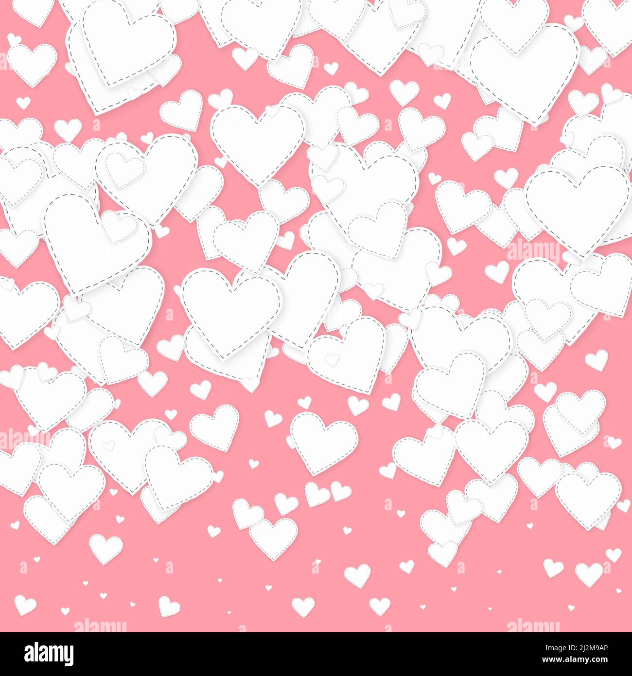 White heart love confettis. Valentine's day gradient comely background ...