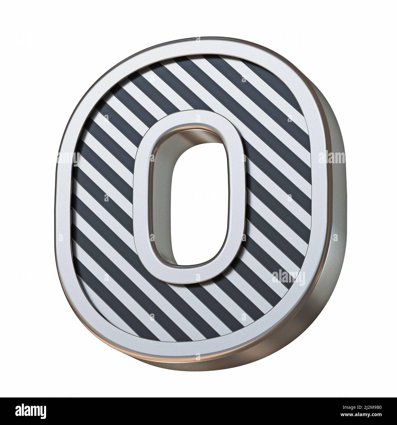 Stainless steel and black stripes font Letter O 3D rendering ...