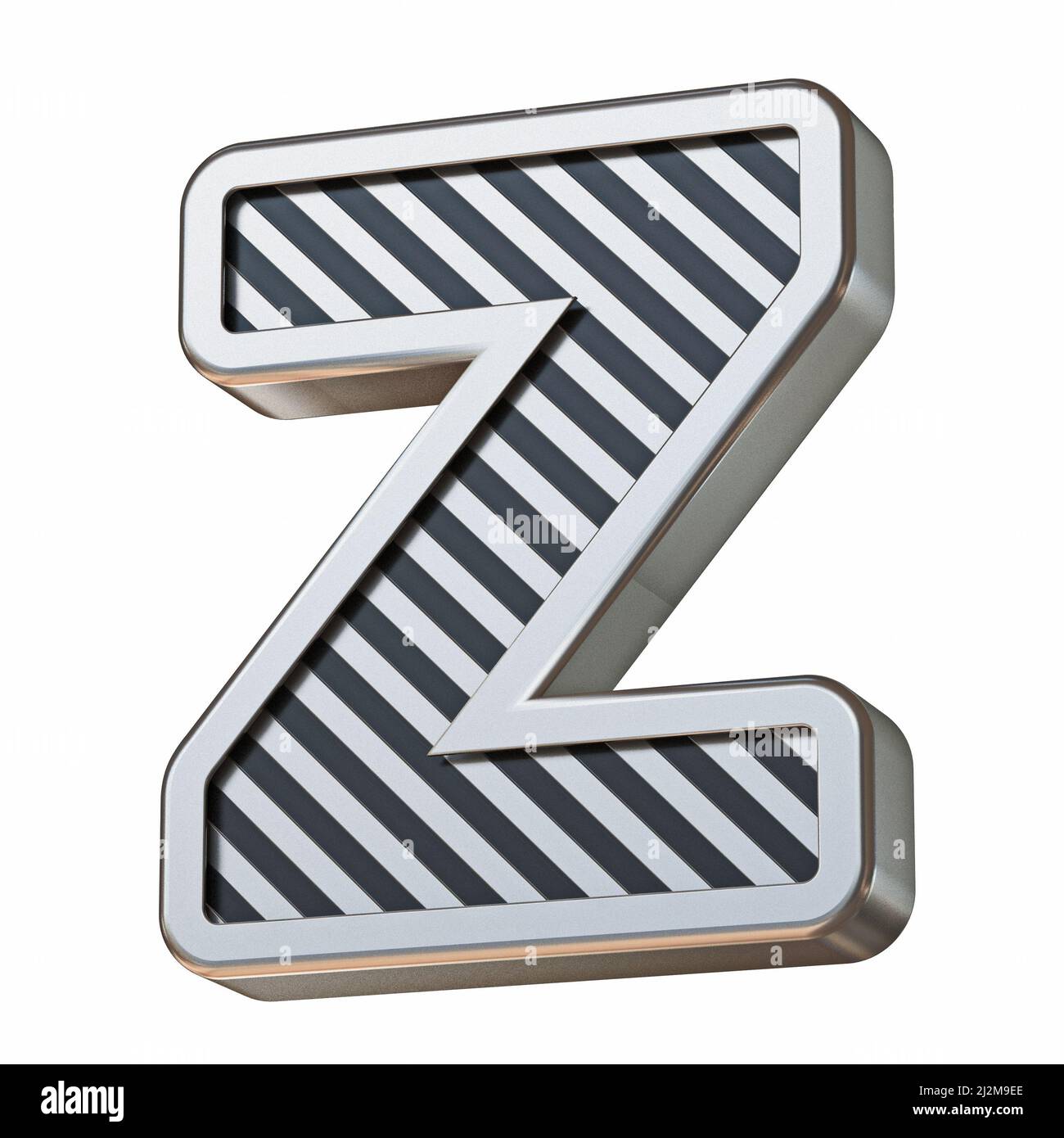 Stainless Steel And Black Striped Font Letter Z 3d Rendering