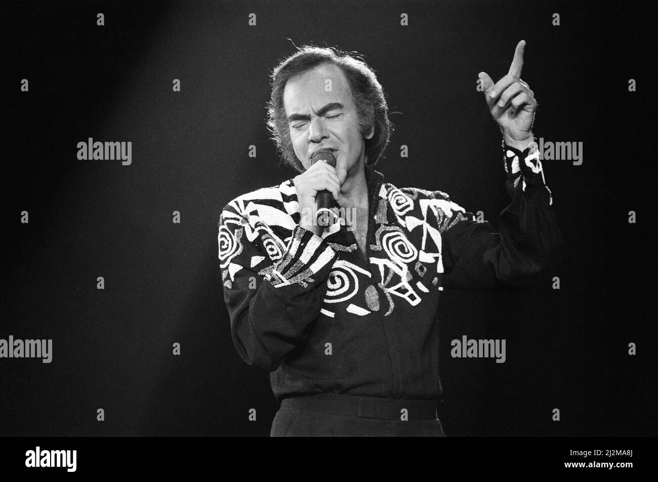 American singer Neil Diamond in concert at the NEC Arena, Birmingham ...