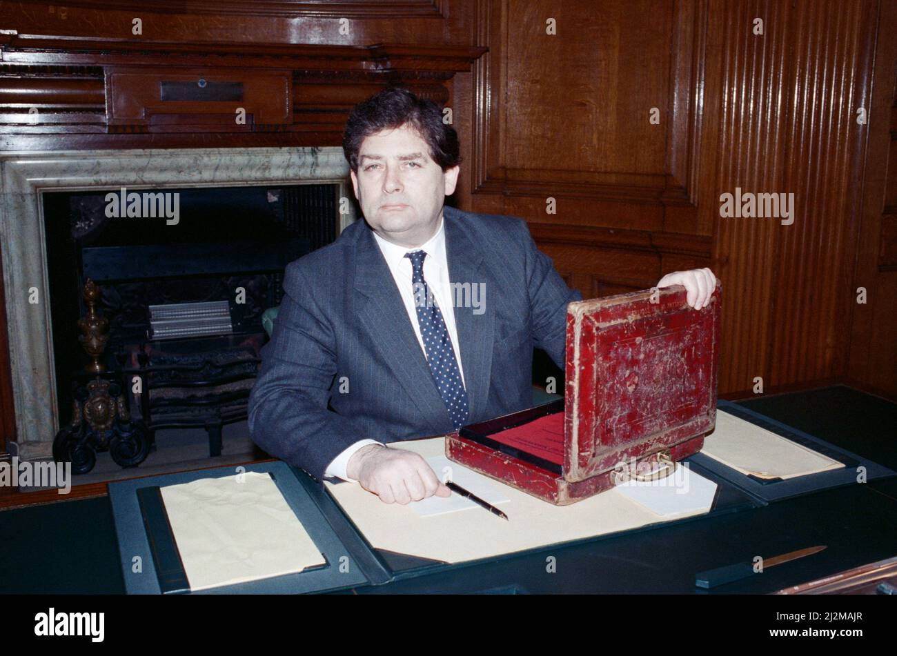 The Chancellor of the Exchequer, Nigel Lawson. 7th March 1989 Stock ...