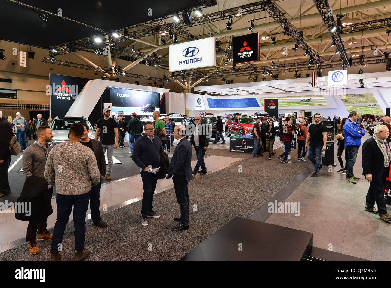 Toronto, ON, Canada - February 15, 2019:Visitors view cars presented at ...