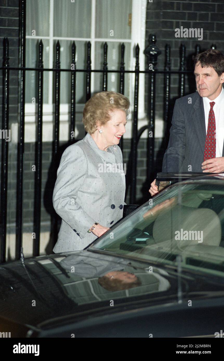 Margaret Thatcher at 10 Downing Street following the Prime Minister's ...