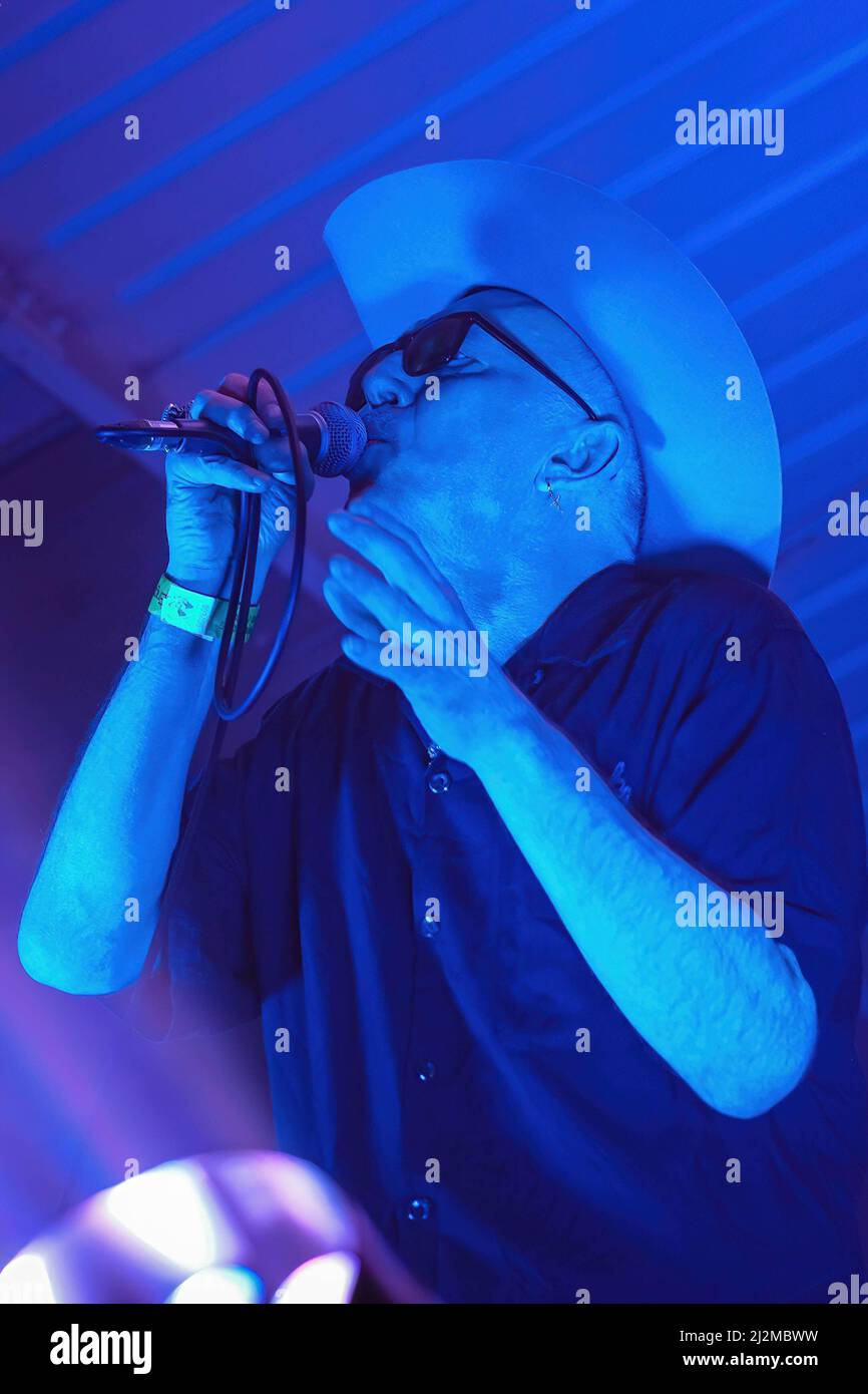 Lead singer Rob Spragg aka Larry Love of British acid country band ...