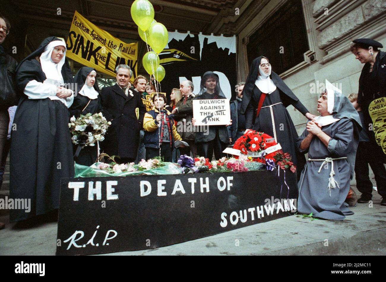 Comedian and actor Terry Jones takes part in a rail tunnel protest ...
