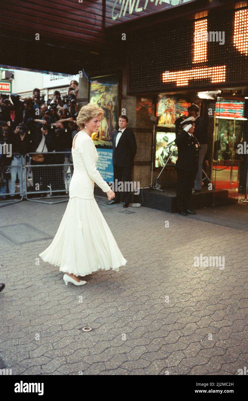 HRH The Princess of Wales, Princess Diana, attends the film premiere of ...