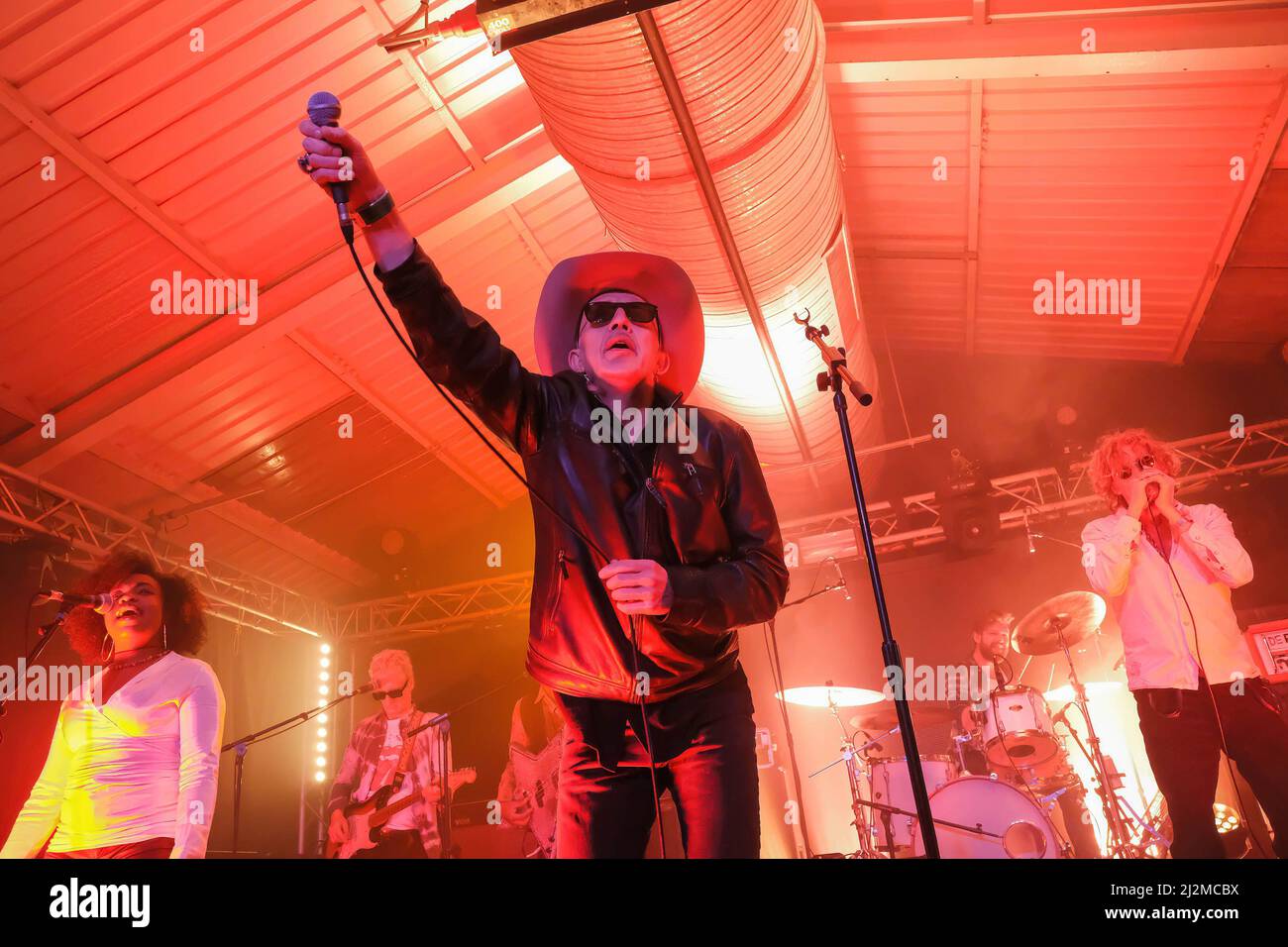 Southampton, UK. 01st Apr, 2022. L-R Vocalist Sister Sheena, guitarist ...