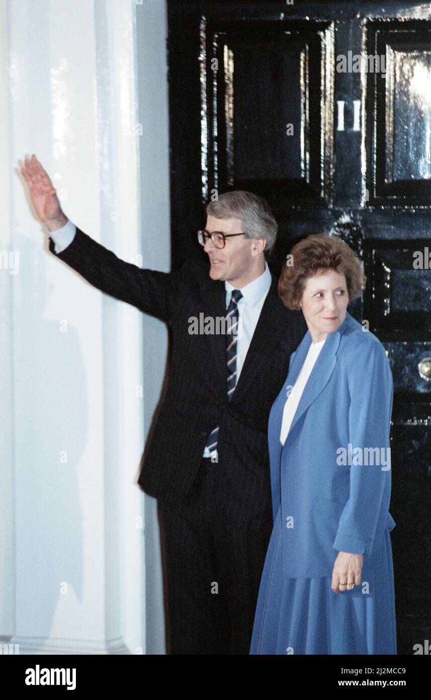 John Major outside 10 Downing Street after winning the Conservative ...