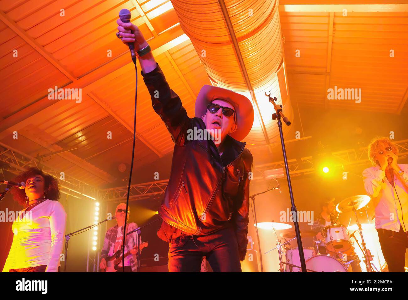 Southampton, UK. 01st Apr, 2022. L-R Vocalist Sister Sheena, guitarist ...