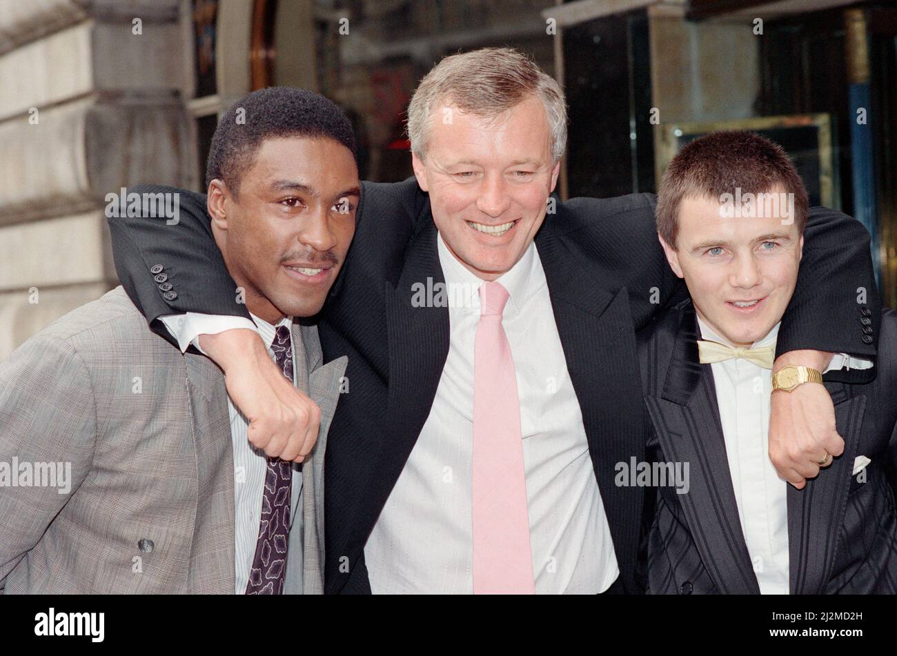 Boxing promoter Barry Hearn with his two boxers Michael Watson and Jim ...