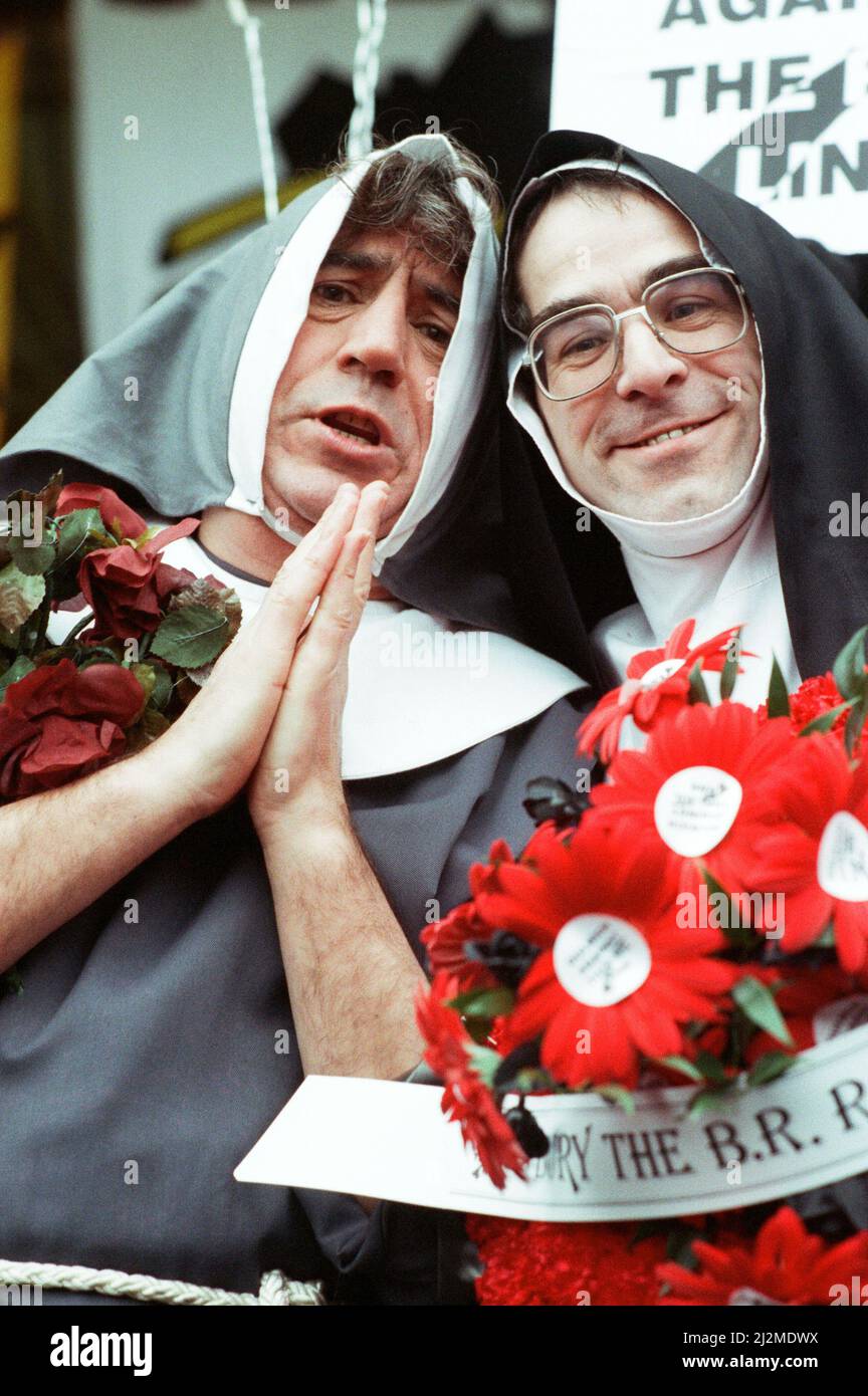 Comedian and actor Terry Jones takes part in a rail tunnel protest ...