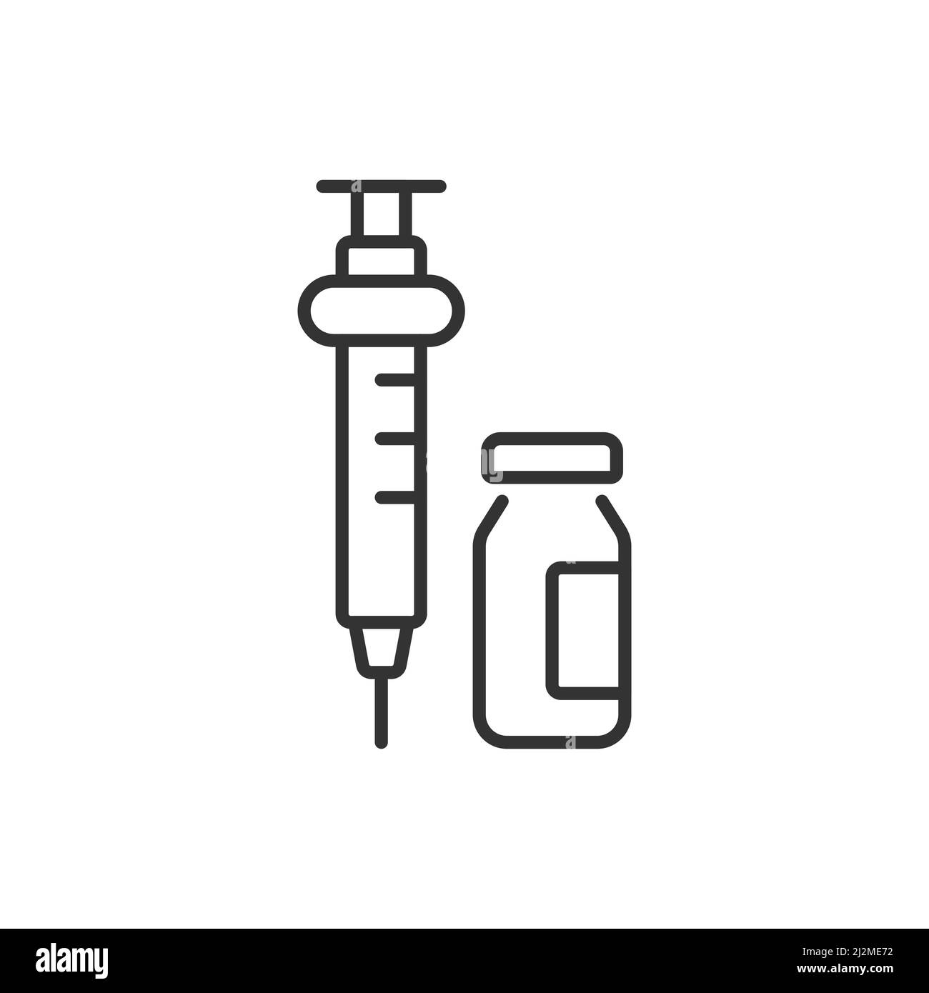 Insulin bottle and syringe vector icon. outline flat sign for mobile ...