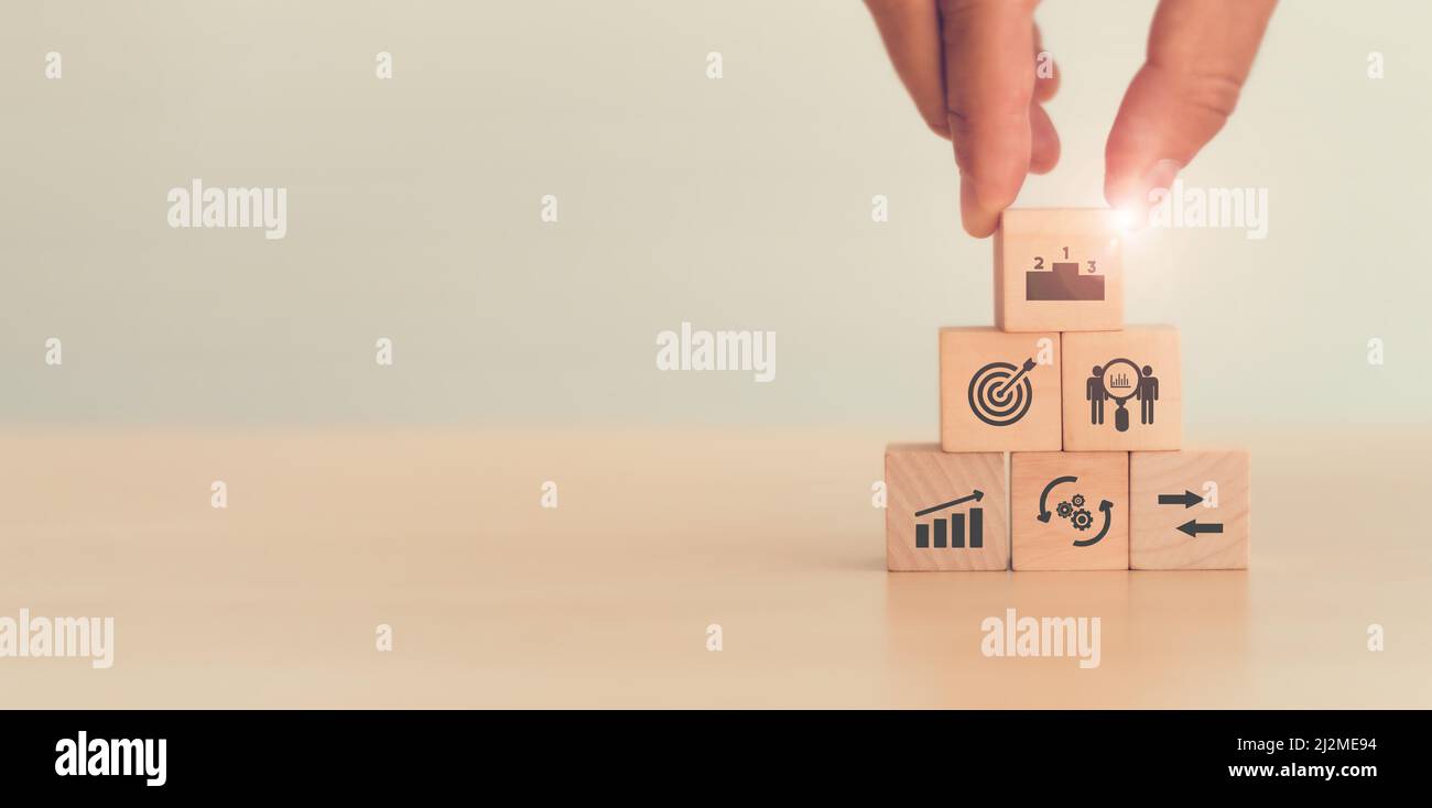 Benchmarking concept. Comparing business processes and performance. Man ...