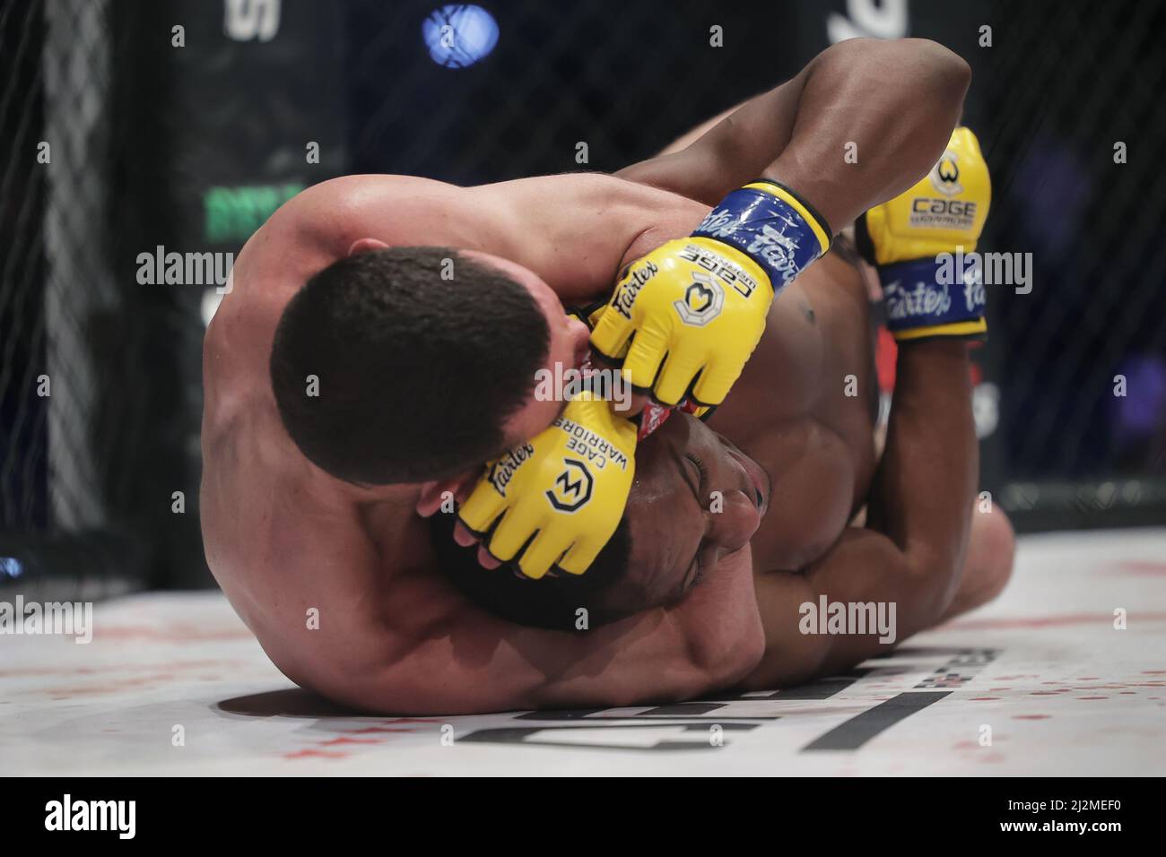 MANCHESTER, UK. APR 2ND Aaron Aby chokes out Gerardo Fanny during the ...